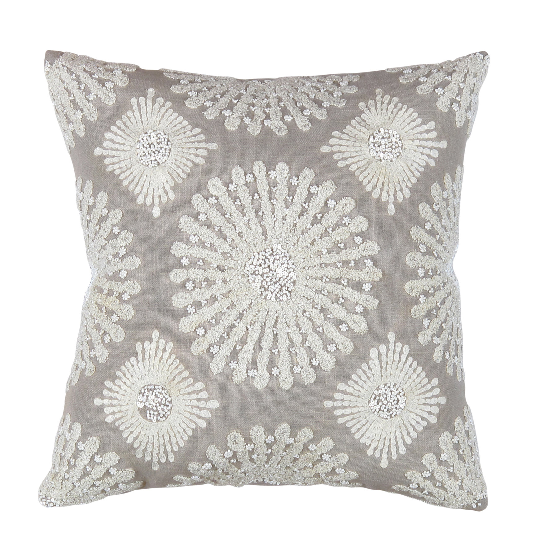 Naples Embroidered Pillow, Grey/Ivory - Contemporary - Decorative ...