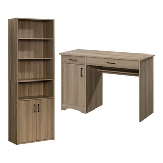 Home Square 2 Piece Set with 4-Shelf Bookcase and Computer Desk in ...