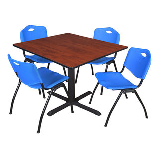 Cain 48" Square Breakroom Table & 4 'M' Stack Chairs, 48 - Contemporary ...