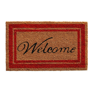 Calloway Mills Red Border Welcome Doormat, 18"x30" - Contemporary ...