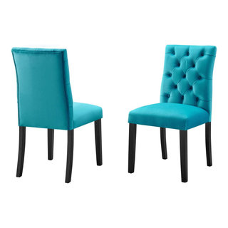 Side Dining Chair, Set of 2, Black, Velvet, Modern, Cafe Bistro ...