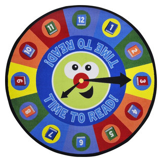 Kid Essentials Rug, Time to Read, 7'7" Round, 5'4" Round - Contemporary ...