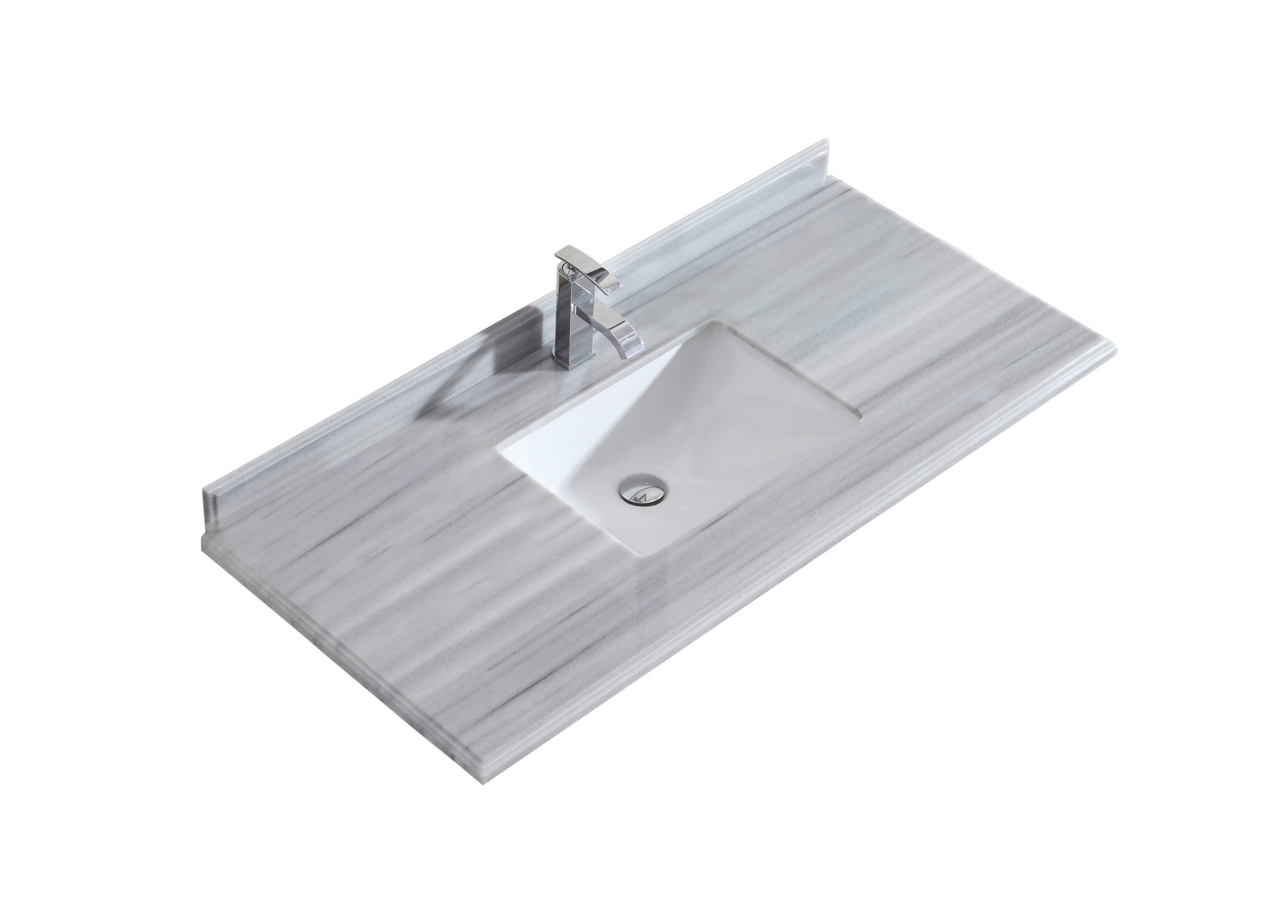 Forever 48" Single Hole Stripes Marble Countertop With Rectangular ...