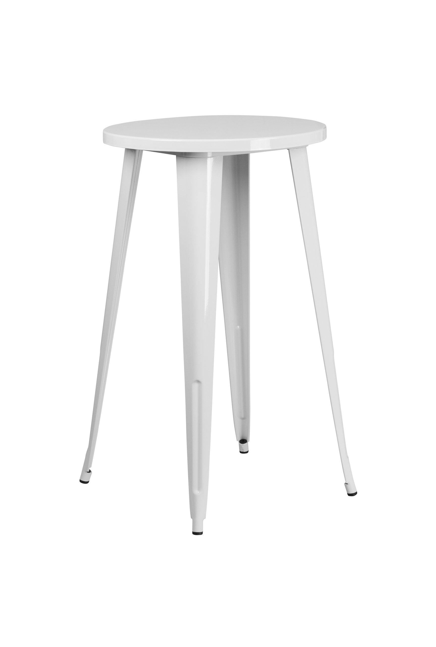 24" Round White Metal Indoor-Outdoor Bar H Table - Contemporary ...