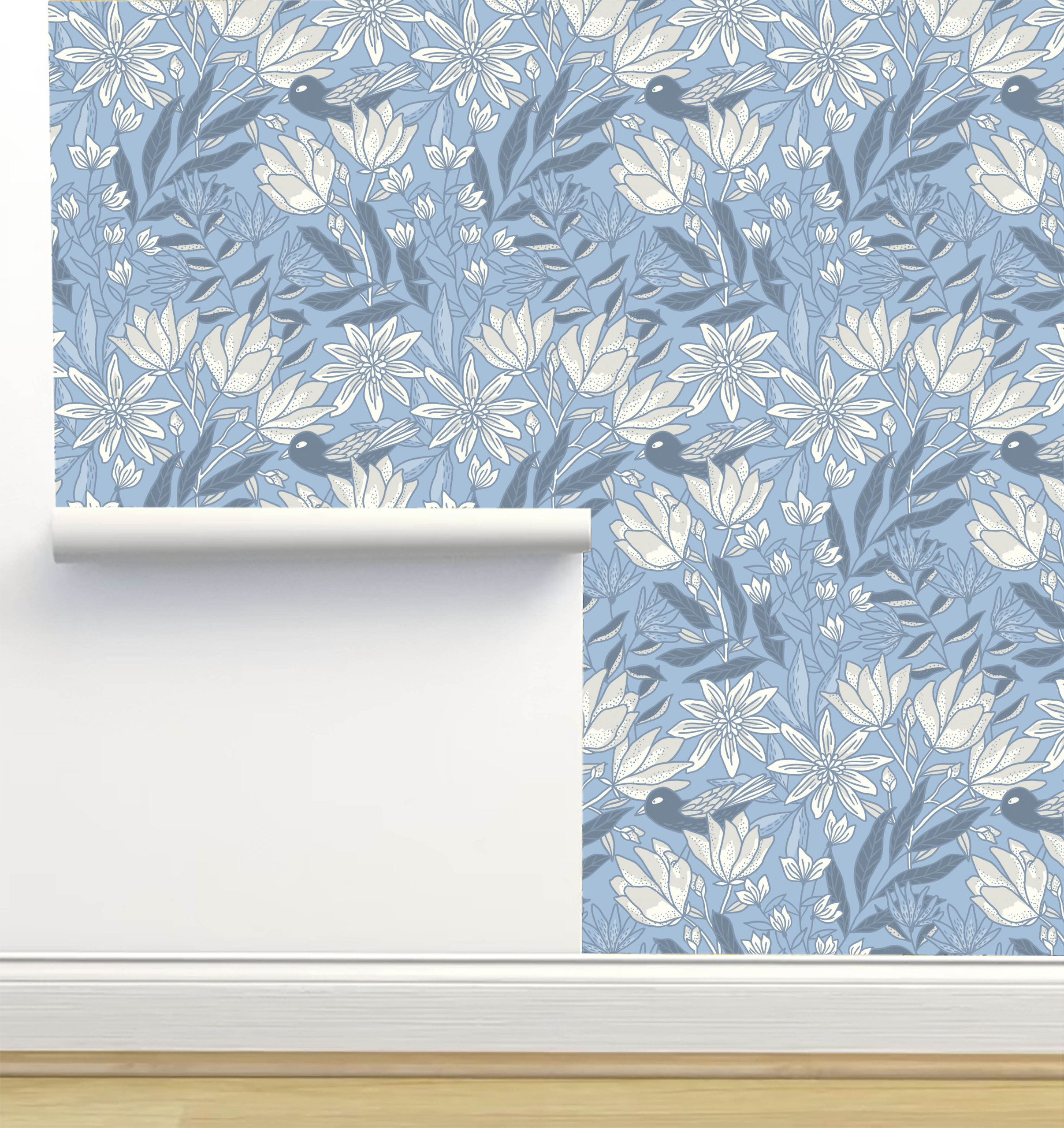 Fergus Blue Wallpaper, Sample 12"x8" - Contemporary - Wallpaper - by ...