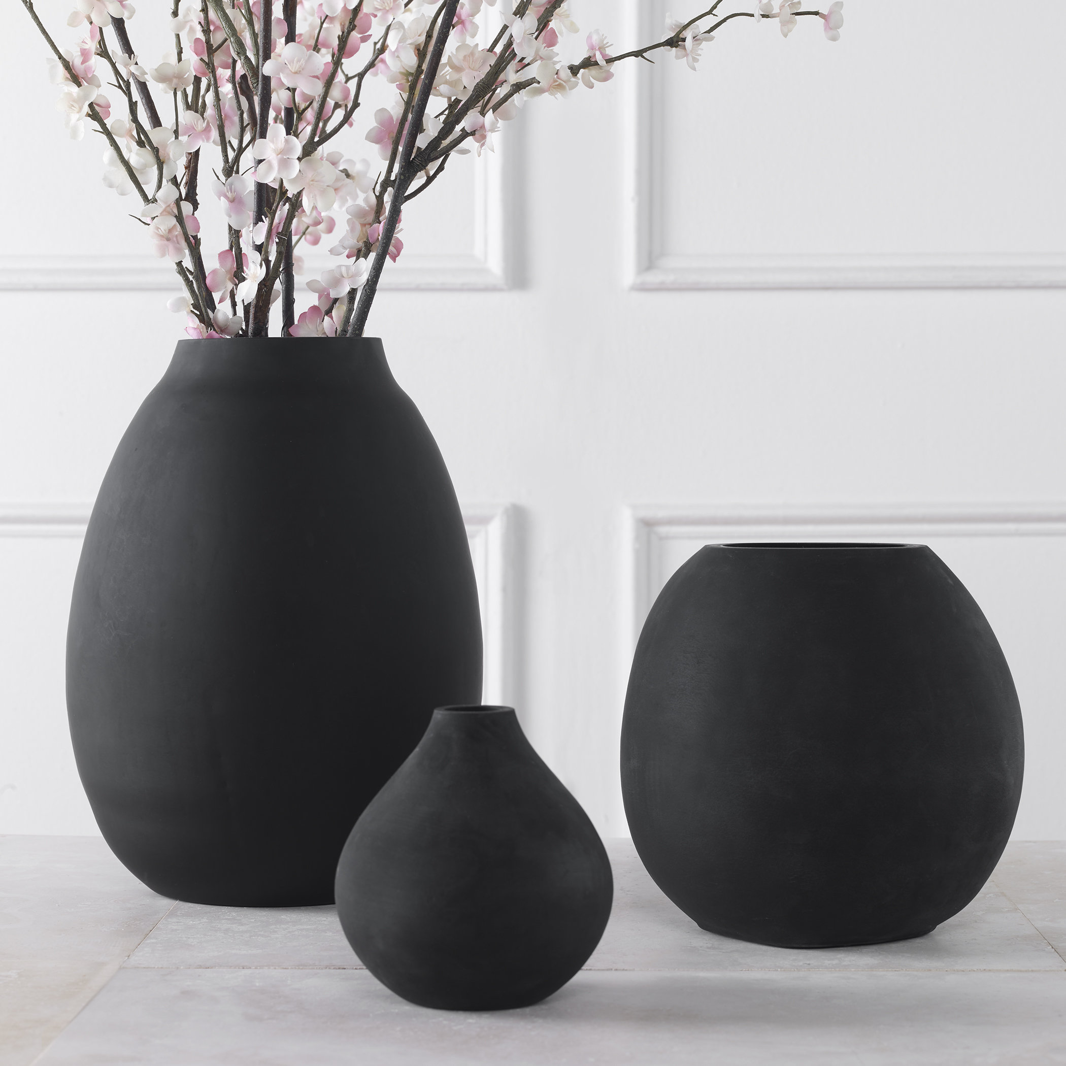 Uttermost Hearth Matte Black Vases, Set of 3 - Farmhouse - Vases - by ...