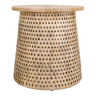 Kamari Rattan Coffee Table/ End Table With Wood Top, End Table ...