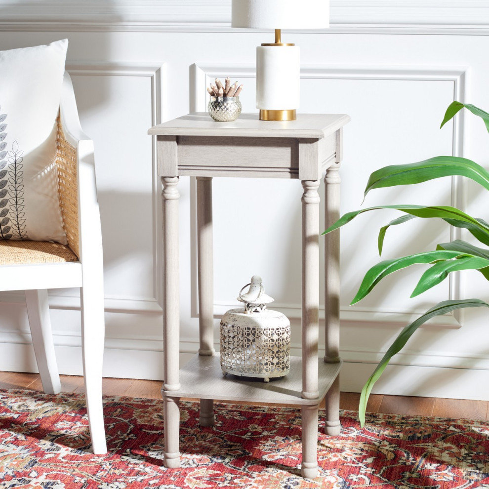 Ainsley Squeare Accent Table Greige - French Country - Side Tables And ...