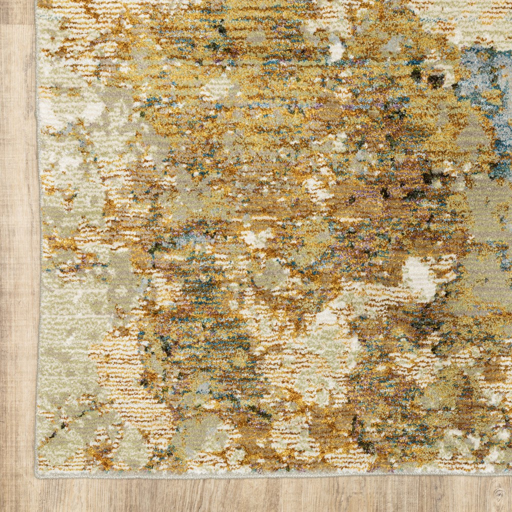 7" x 10" Modern Abstract Gold and Beige Indoor Area Rug - Contemporary ...