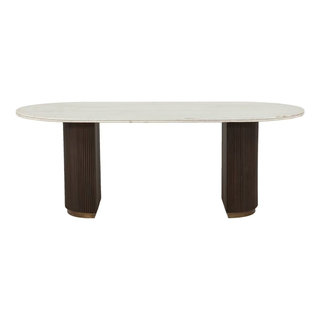 Ribbed Wood Base Dining Table, Oroa Mayfield, 83" - Transitional ...