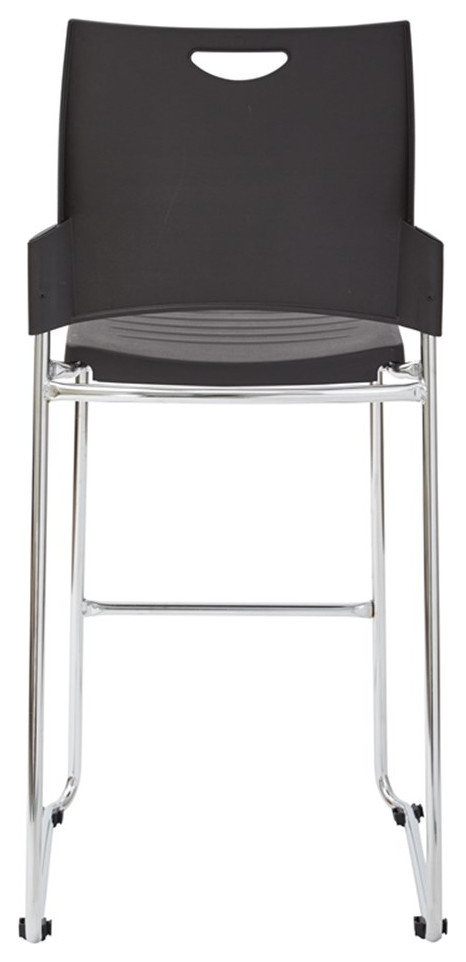 Tall Black Stacking and Ganging Chair with Plastic Seat and Back 4-Pack ...