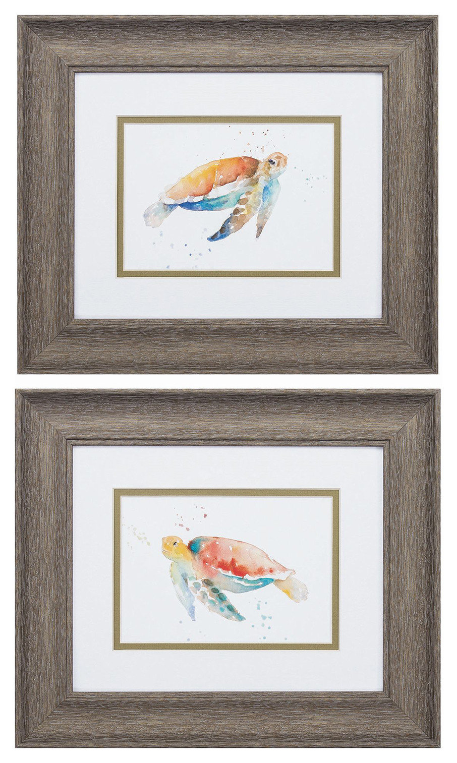 Sea Turtle Framed Art, 2-Piece Set - Beach Style - Prints And Posters ...