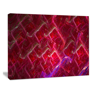 Red Fractal Electric Lightning, Abstract Art on Canvas, 60"x40"x1.5 ...