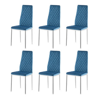 Set of 6 Modern Simple Style Dining Chair Light Blue - Contemporary ...
