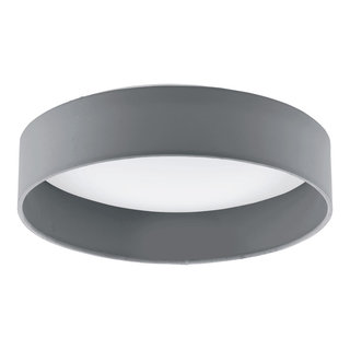 Eglo 1x10.5w Led Ceiling Light W/ White Glass And Charcaol Grey Fabric ...