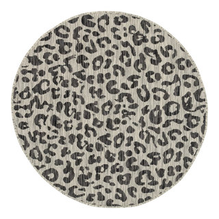 Unique Loom Teal Leopard Outdoor Rug, Teal, Gray, 4' x 4 ...