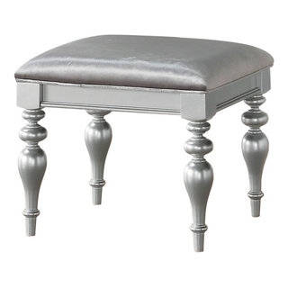 Acme Maverick Vanity Stool Fabric and Platinum - Traditional - Vanity ...