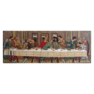 Last Supper Marble Mosaic, 90" x 31" - Traditional - Tile Murals - by ...