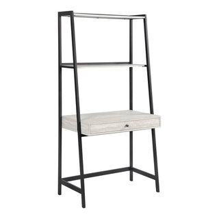 Pinckard 1-drawer Ladder Desk Grey Stone and Black - Industrial - Desks ...
