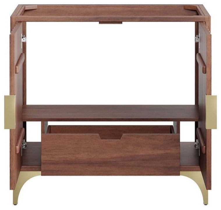 Modway Daylight 36" Solid Mango Wood Bathroom Vanity Cabinet in Walnut ...