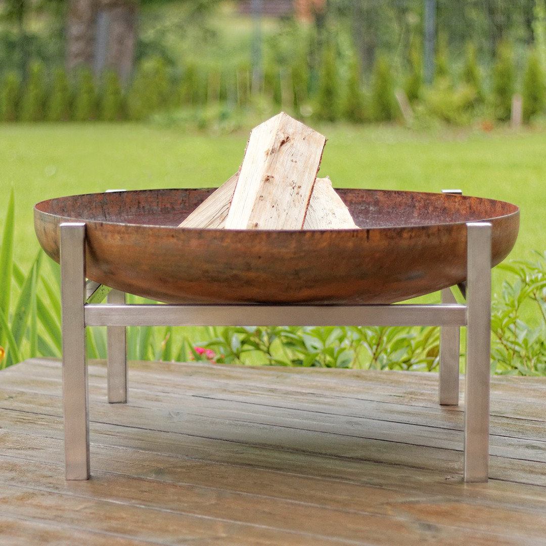 Parnidis Modern Outdoor Rust & Stainless Steel Fire Pit, Large, 31 ...