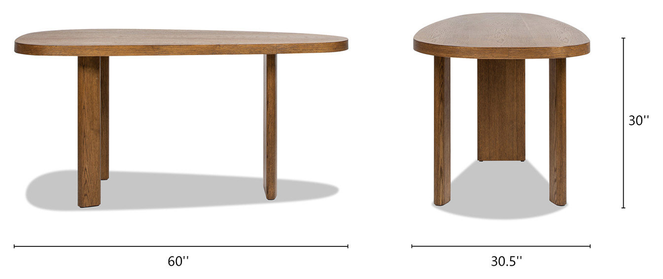 Melvin 60" Oak Wood Oblong Console Table, Cafe Brown - Transitional ...