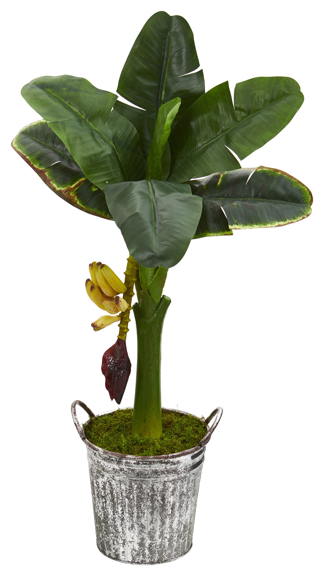 Nearly Natural 3 Banana Artificial Tree in Olive Green Planter ...
