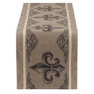 Fleur De Lis Stripe Jacquard Table Runner - French Country - Table ...
