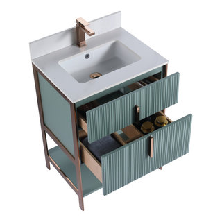 Fine Fixtures Serenity Modern bathroom vanity, Rose Gold Hardware ...