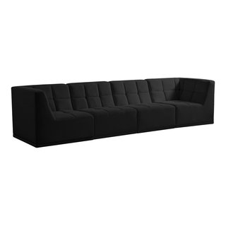 Relax Velvet Upholstered Modular Sofa, 4-Piece: 2 Corner, 2 Armless ...