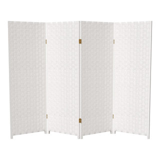 4' Tall Woven Fiber Room Divider, PARENT, 4 Panels - Tropical - Screens ...