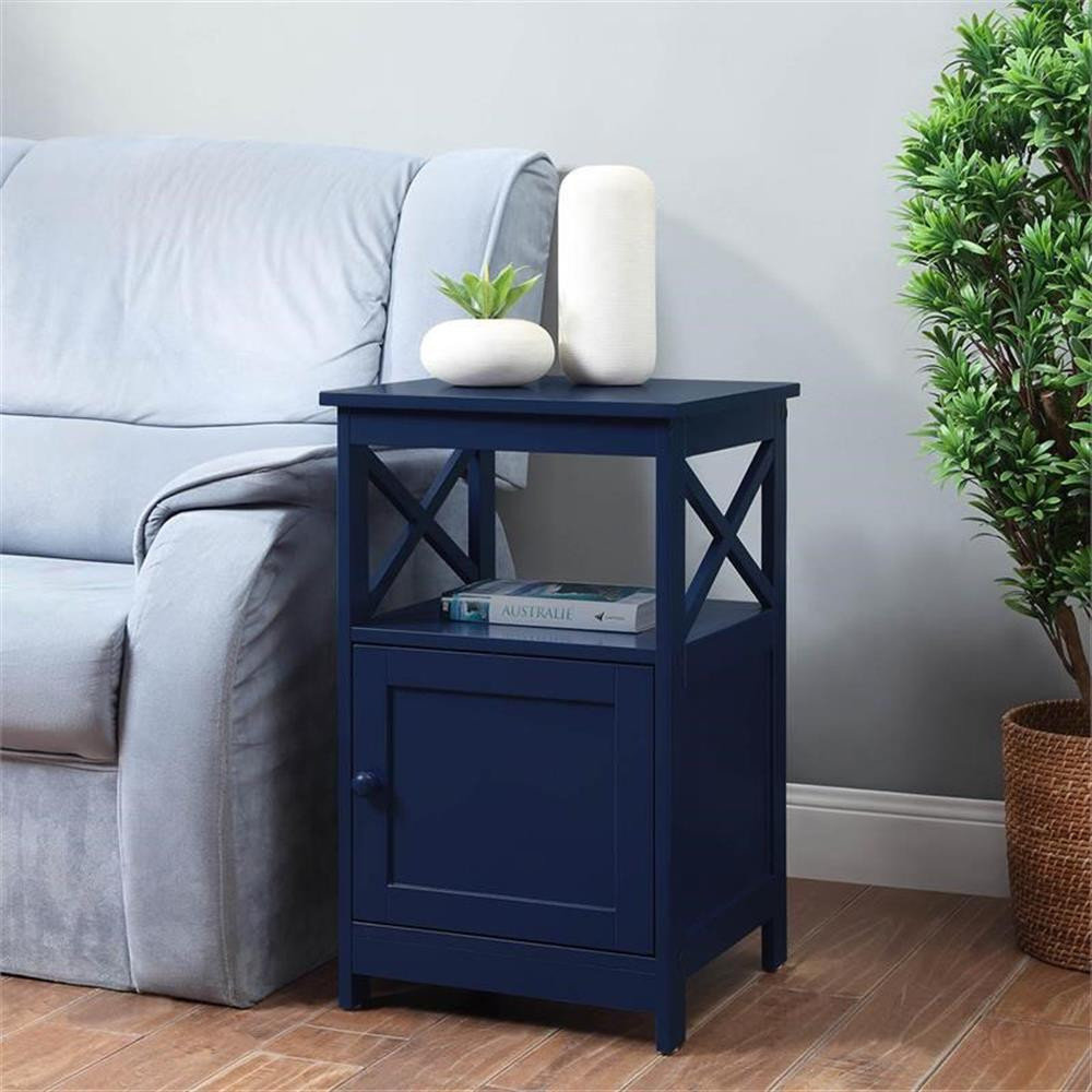Convenience Concepts Oxford End Table with Cabinet in Cobalt Blue Wood ...