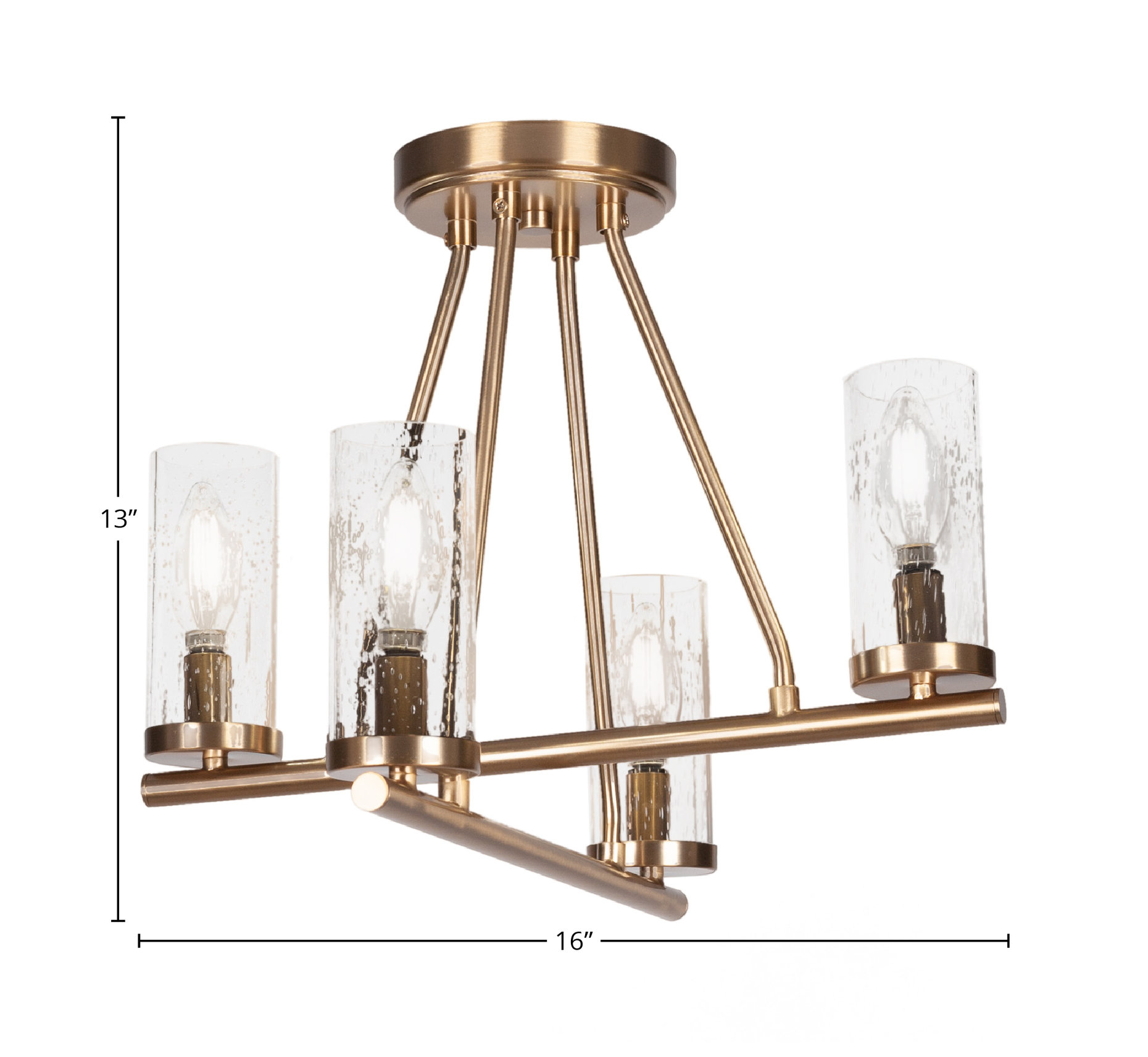 Trinity 4 Light Semi-Flush Shown, New Age Brass Finish With 2.5" Clear ...