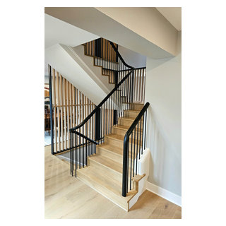 115_Stunning Continuous Rail System on 3 Story Floating Stairs ...