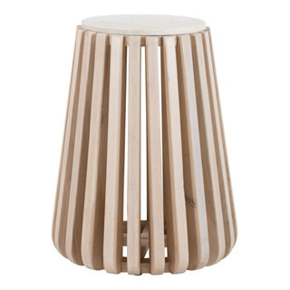 Cyprus Side Table, White/Natural - Transitional - Side Tables And End ...