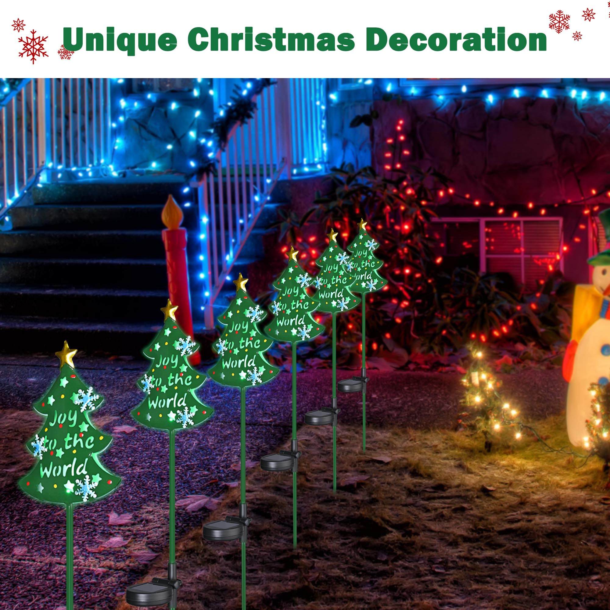 Solar Christmas Tree Stake Lights Solar Pathway Light for Garden Yard ...