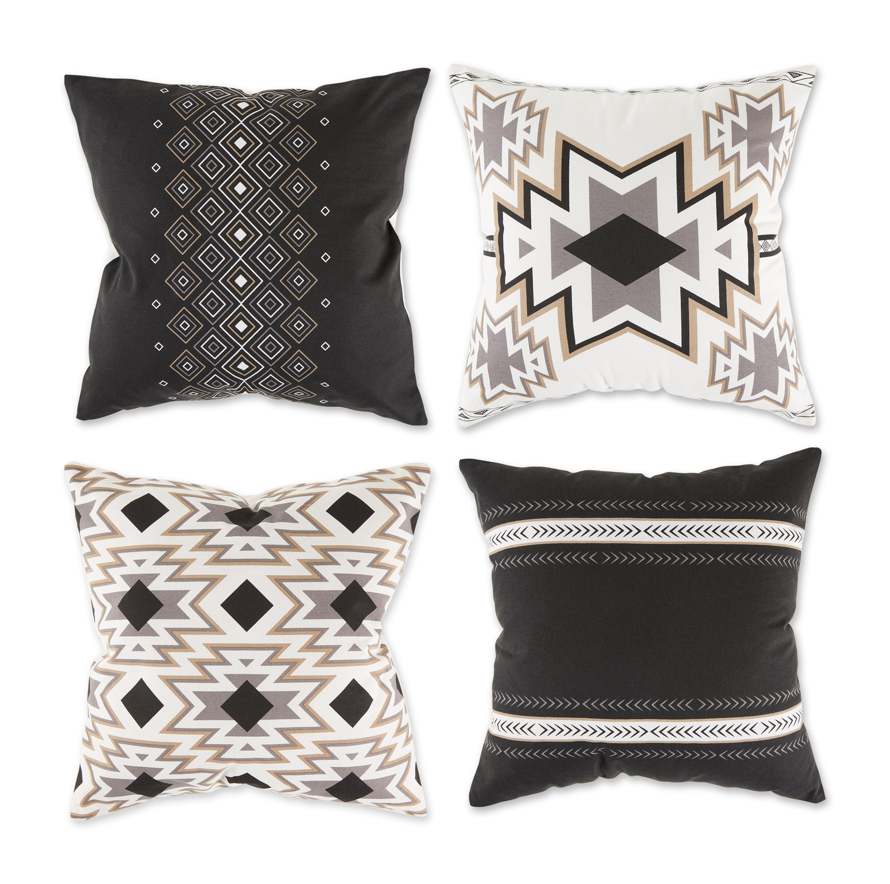 DII Black Aztec Print Pillow Cover, Set of 4 - Southwestern ...