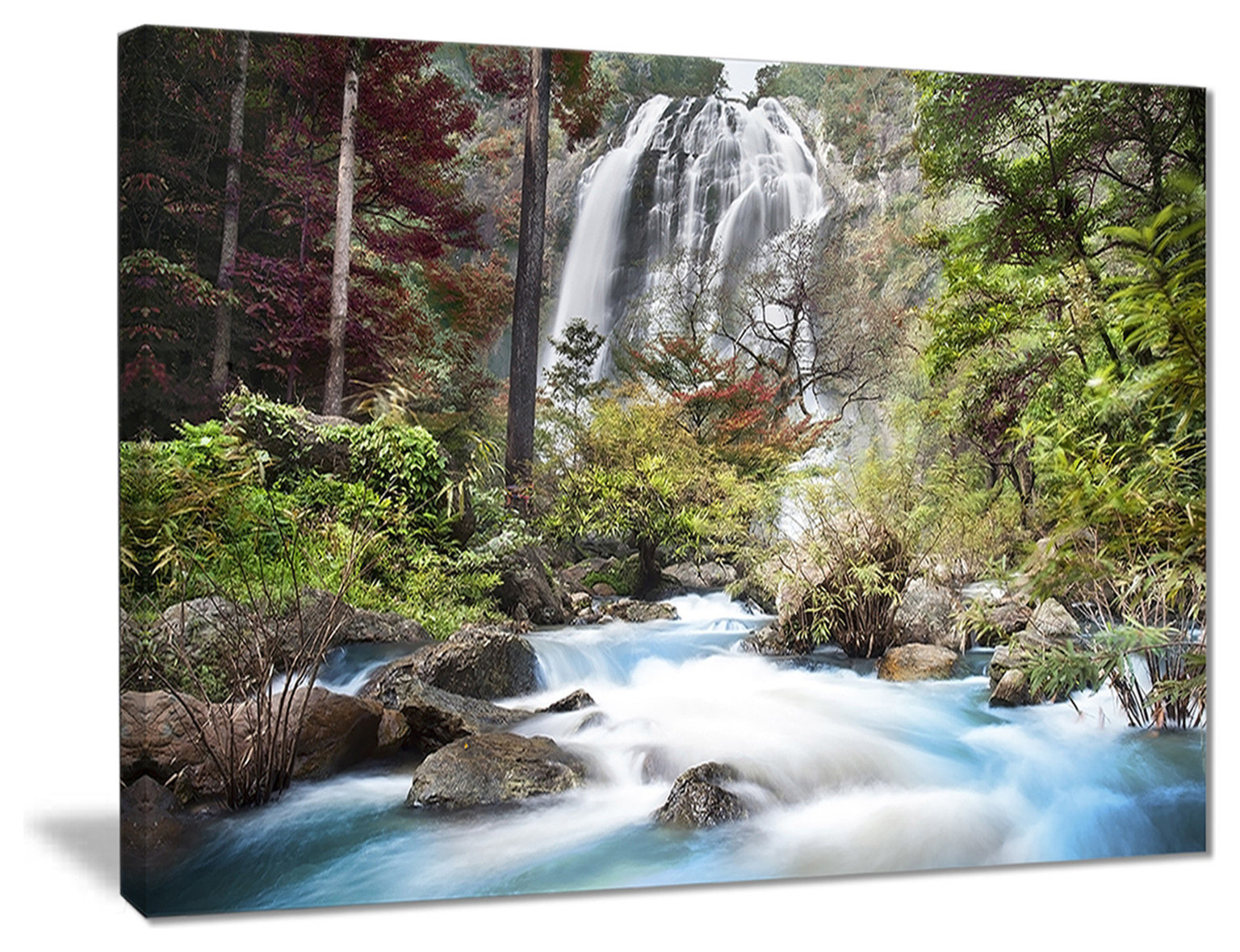 "Blue Klonglan Waterfall" Photography Canvas Print, 40"x30" - Rustic ...