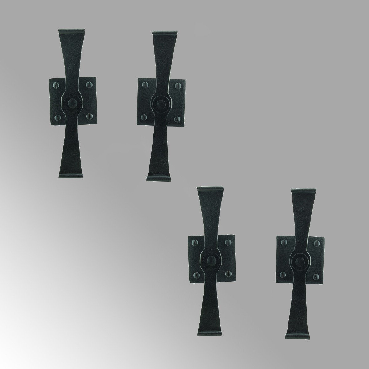 Black Wrought Iron Shutter Dog Holders 5.8" L Propeller Rust Resistant ...