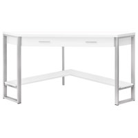 Computer Desk - 42"L / White Corner / Silver Metal - Contemporary ...