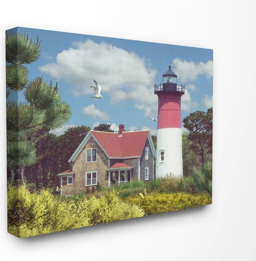 Nauset Lighthouse Forest and Fields Scene with Seagull, 30"x40" - Beach ...