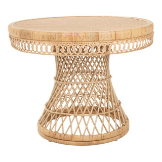 Round Rattan Peacock Small Dining Table, Natural - Tropical - Dining ...