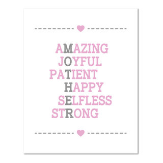 Mother's Acrostic Poem - Pink, 11"x14" - Contemporary - Kids Wall Decor ...