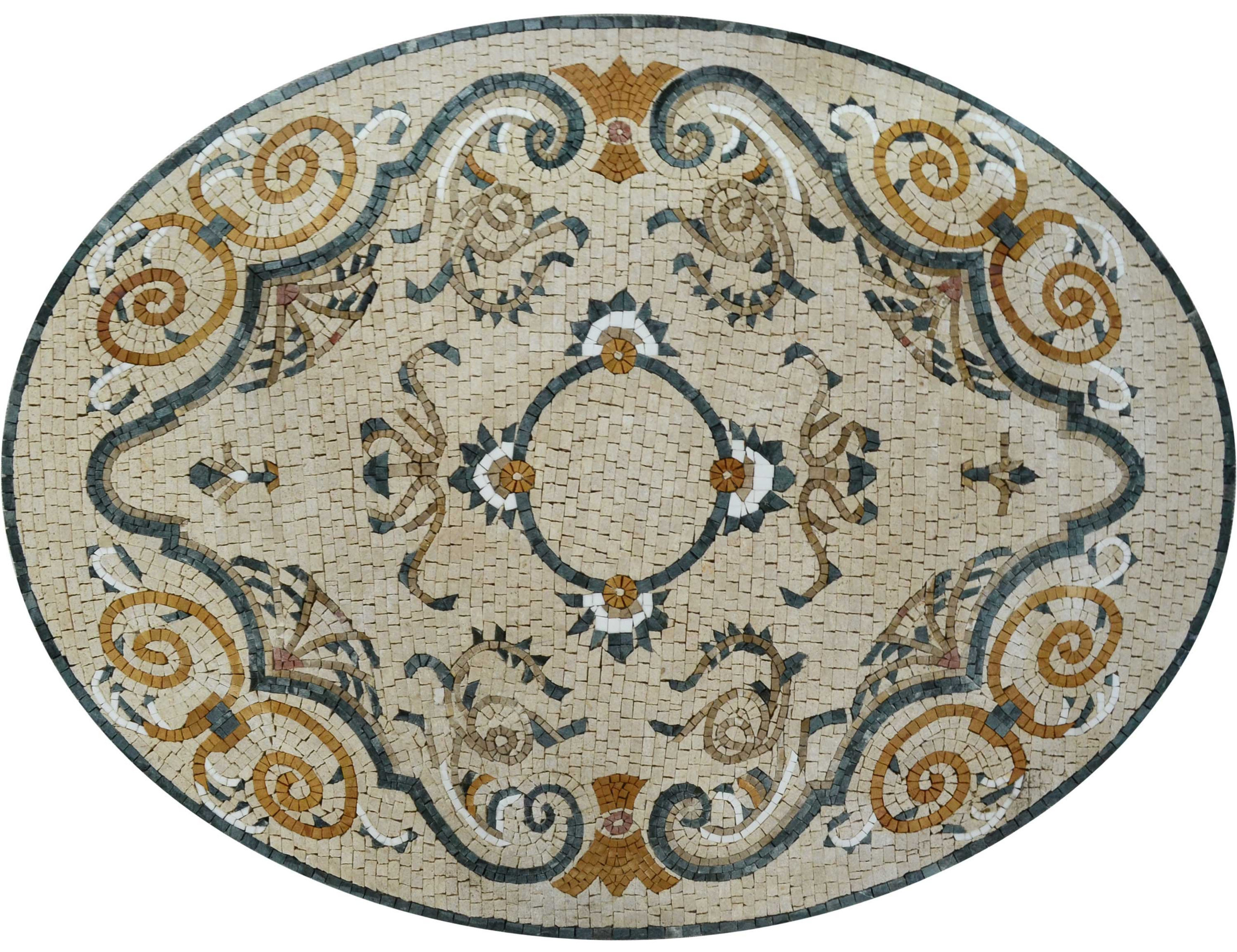 Persian Oval Floor Mosaic, Jahan, 35" x 35" - Traditional - Tile Murals ...