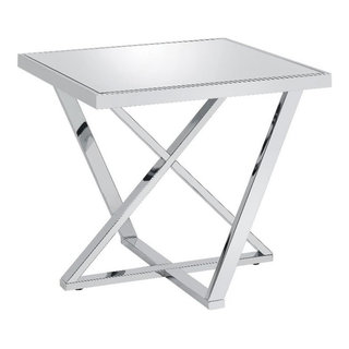 Furniture of America Ludington Contemporary Metal End Table in Chrome ...