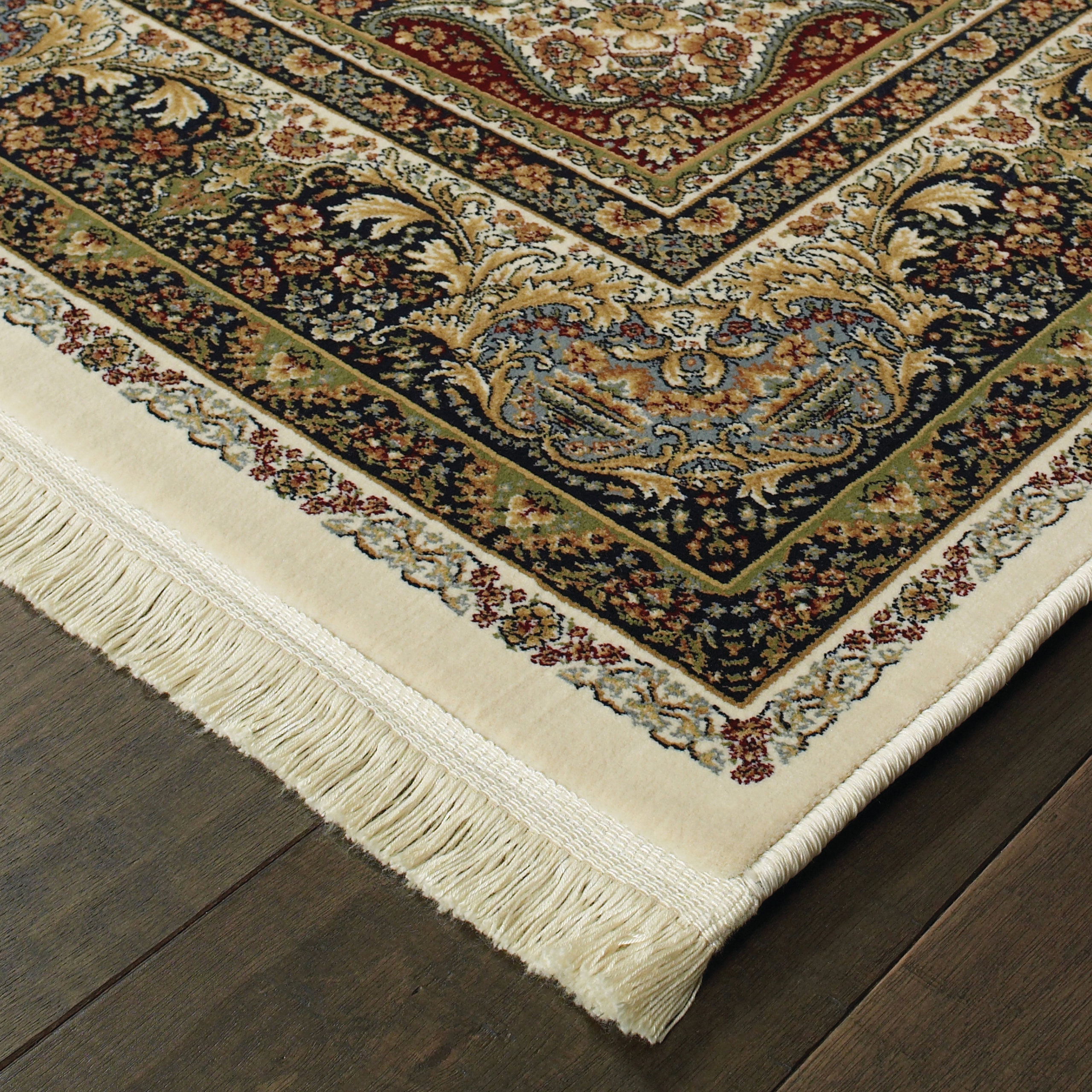 Mackenzie Traditional Medallion Ivory/ Multi Fringed Area Rug, 9'10"X12 ...