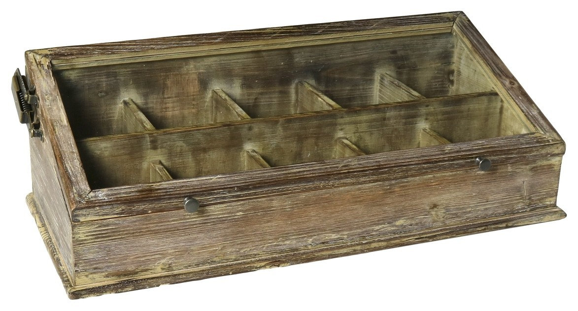 Vintage Antique Style Wood Glass Tabletop Display Case | Hinge Lid ...