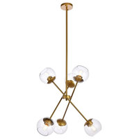 Living District Axl 6-Light Mid-Century Metal Pendant in Brass and ...