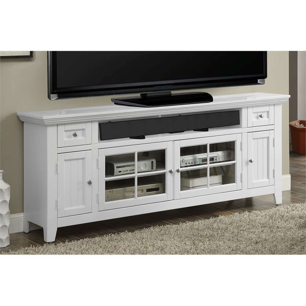Bowery Hill Traditional 72" Wide Wood TV Console in White Finish ...