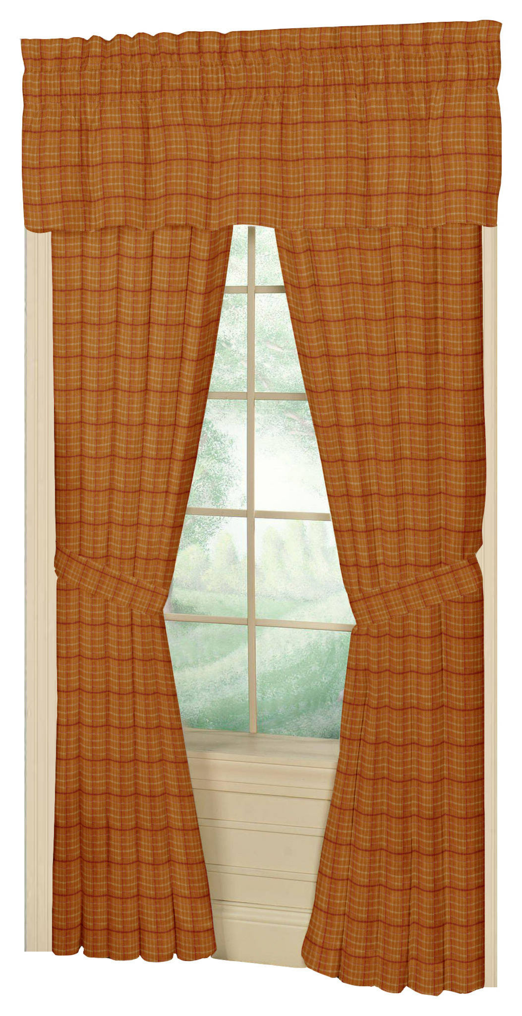 Golden Rod Plaid Window Curtain 40X80 Pl;10" Lp - Farmhouse - Curtains ...